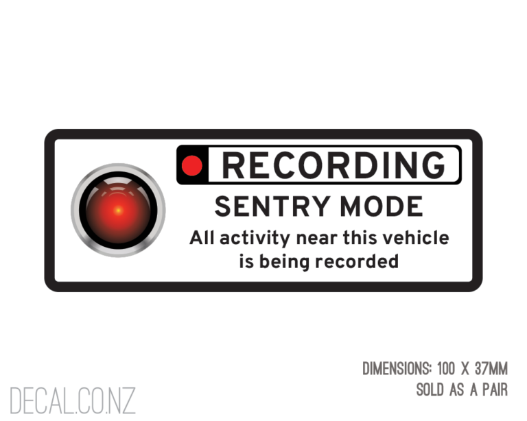 Tesla Sentry Mode Warning Camera Recording Rectangle (Pair) - Decal.co.nz