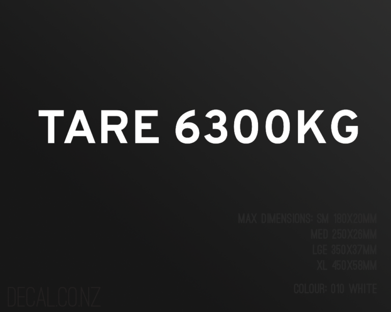 Custom Truck / Heavy Vehicle TARE Weight Sticker (Pair) - Decal.co.nz